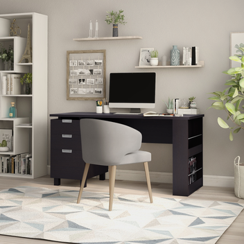 Patton Espresso 59-inch Office Desk with Built-in File Cabinet — 24/7 ...