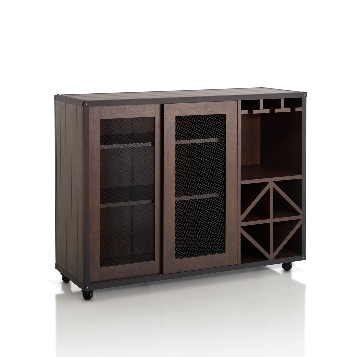 Mora Vintage Walnut Mobile 8-Bottle Wine Bar Cabinet (36-inch) — 24/7 ...