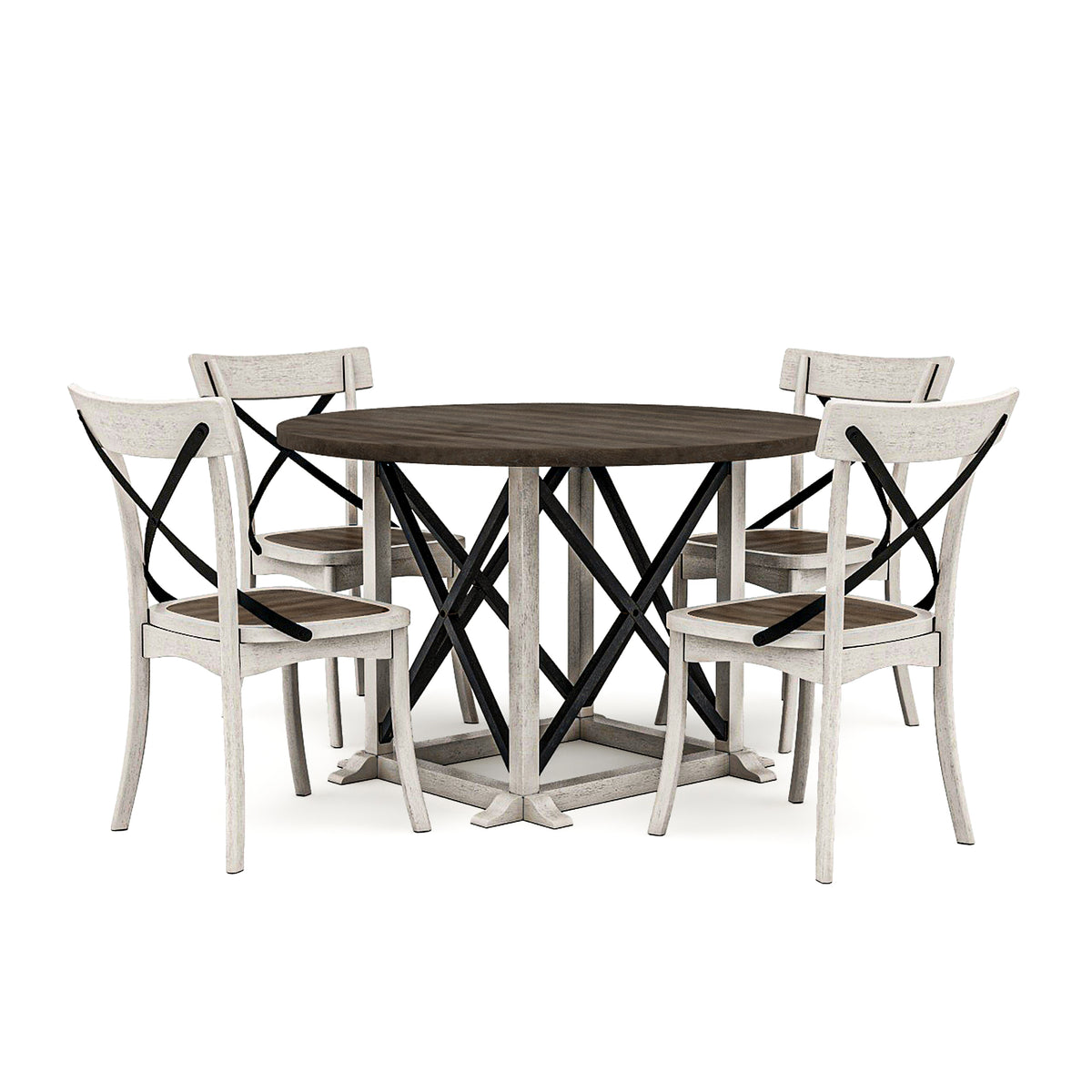 Garrison Dark Walnut and Antique White Farmhouse 5-Piece Dining Set ...