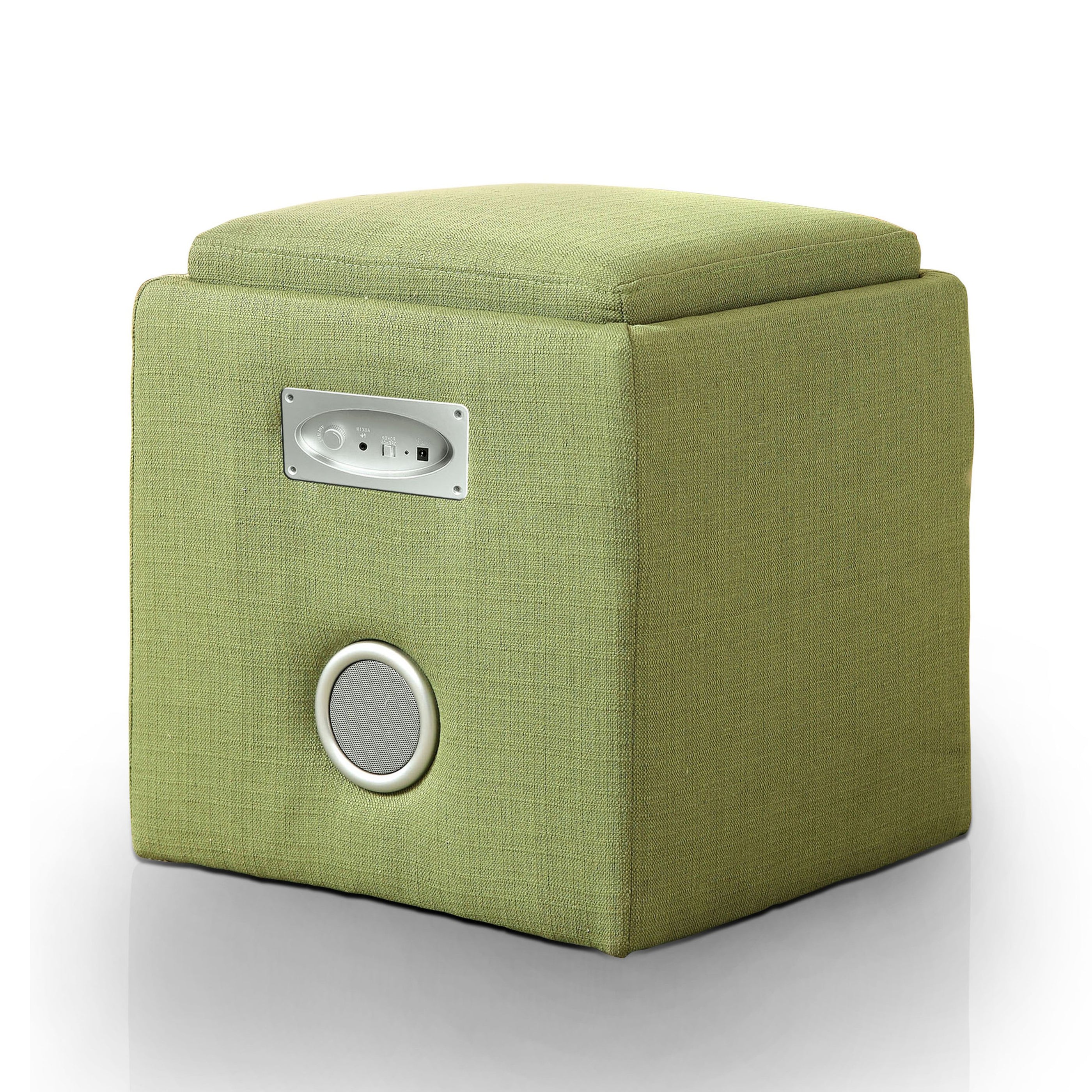 Malia Contemporary Square Bluetooth Fabric Ottoman with Speaker — 24/7 ...
