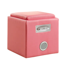 Malia Contemporary Square Bluetooth Fabric Ottoman with Speaker — 24/7 ...