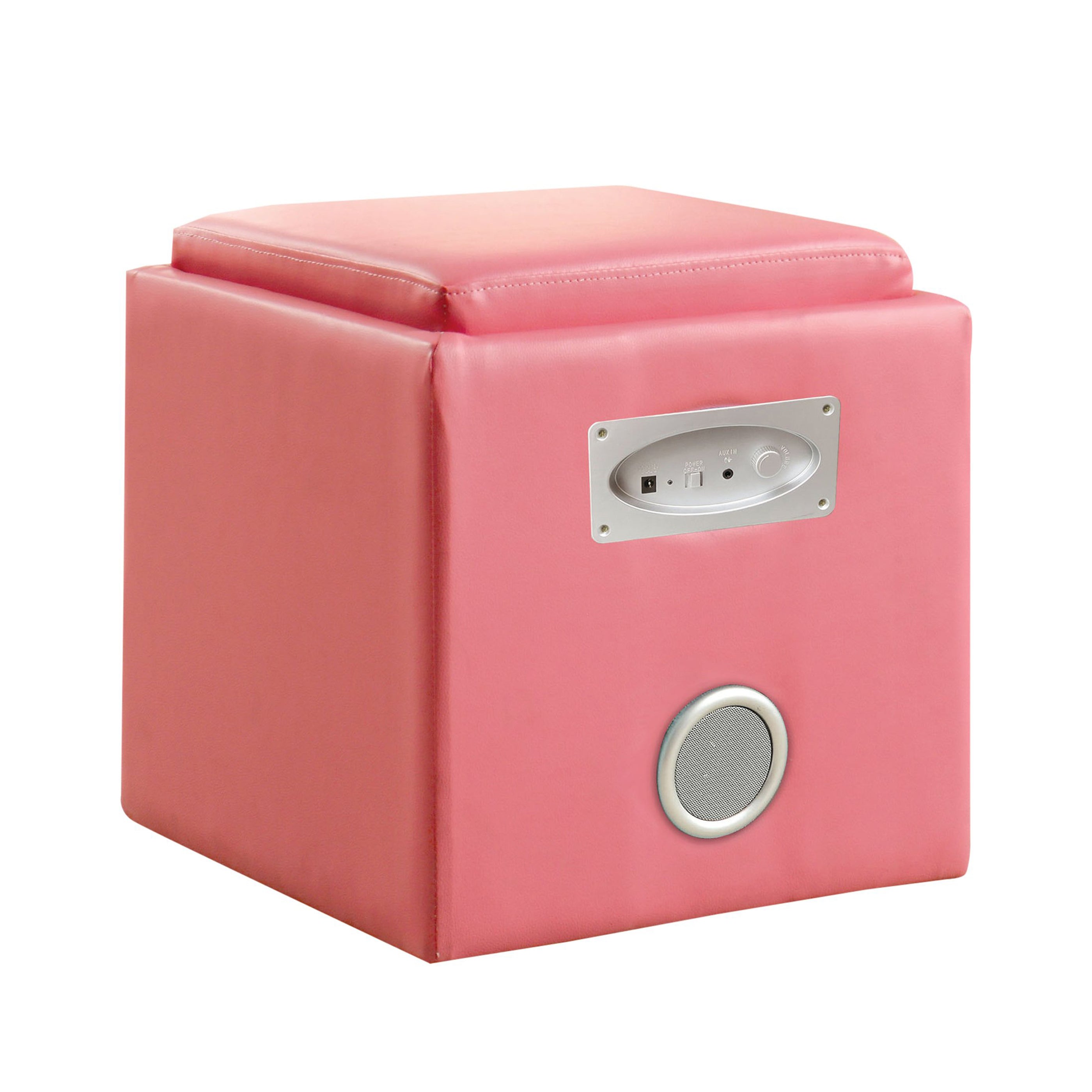 Malia Contemporary Square Bluetooth Fabric Ottoman with Speaker — 24/7 ...