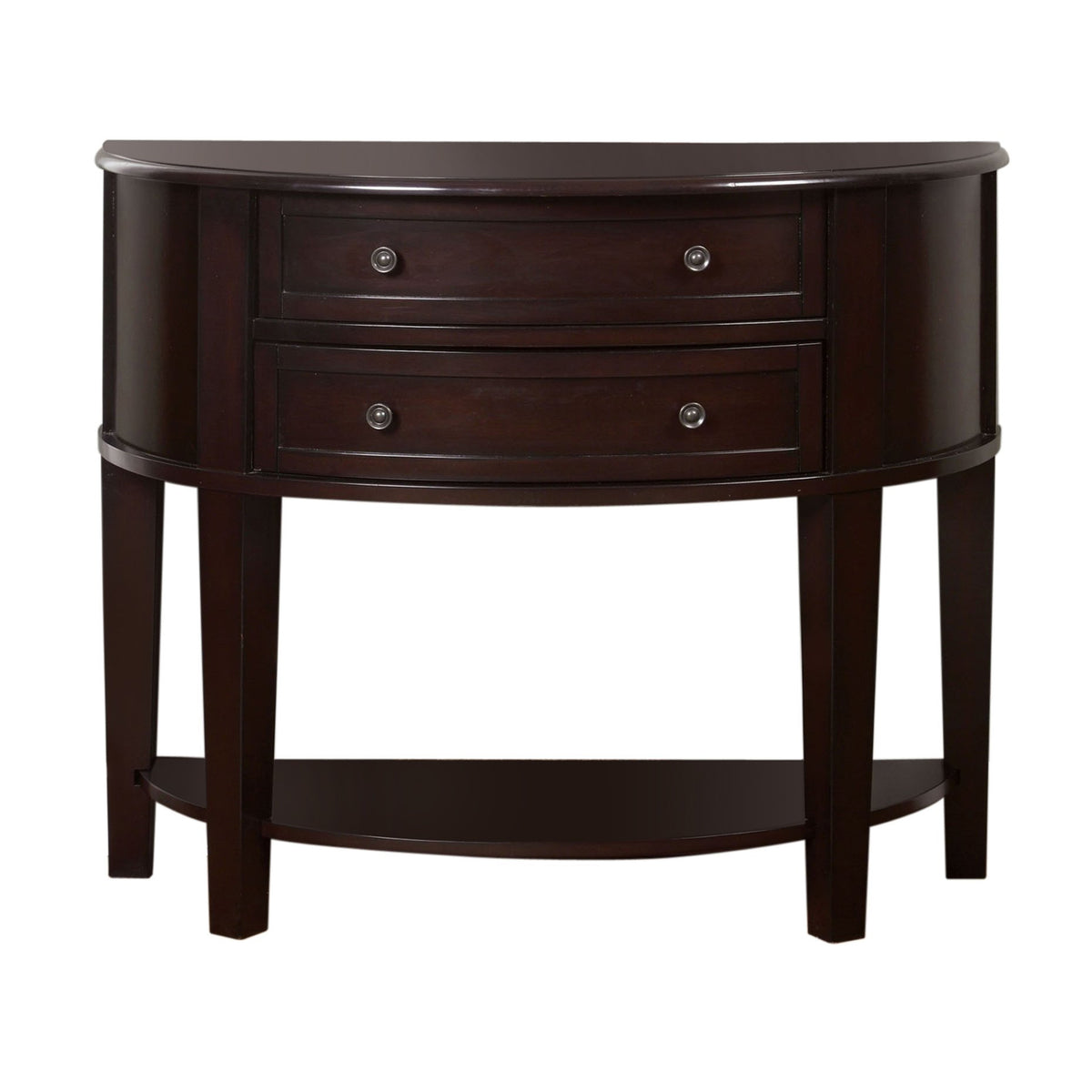 Harlen Espresso 2-Drawer Demilune Entryway Table — 24/7 Shop At Home
