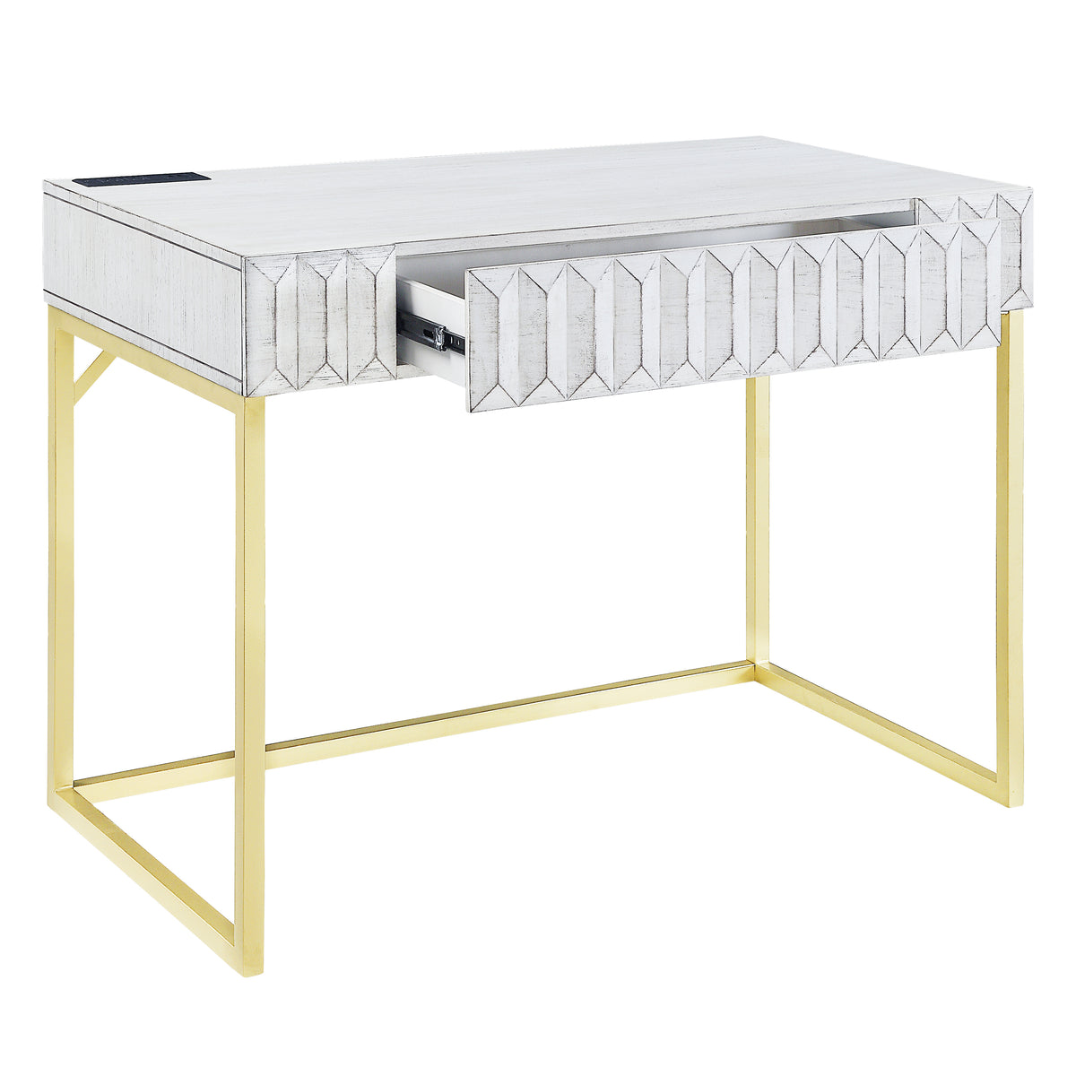 Stacey Chic Gold Frame 42" Lift-top Computer Desk with USB Ports — 24/7 ...