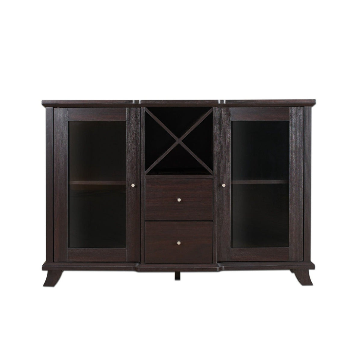 Avalos Cappuccino Solid Wood Cabinet with Built-in X-Shaped Wine Rack ...