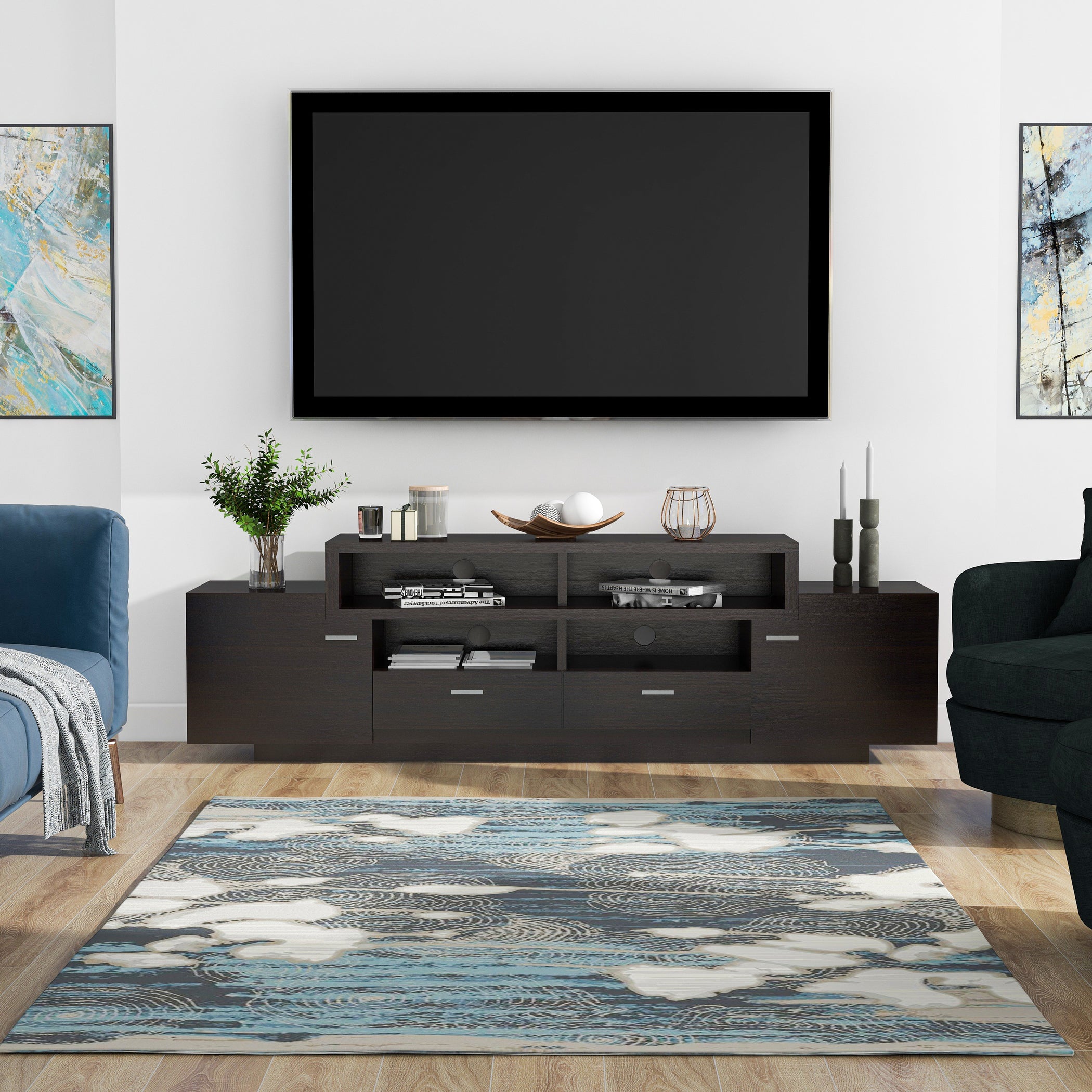 Cordelle Modern Red Cocoa Multi-Functional 72-inch TV Console — 24/7 ...