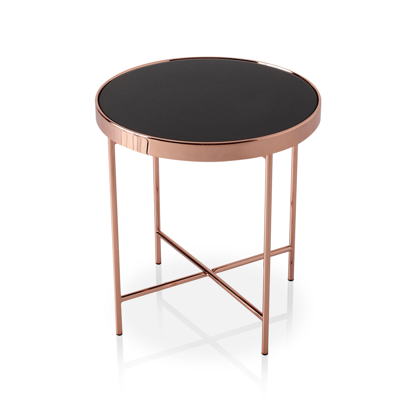 Maxfield Rose Gold Finish Round End Table — 24/7 Shop At Home